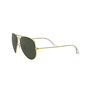 Ray-Ban RB3025 Classic Aviator Sunglasses, Gold/G-15 Green, 62 mm