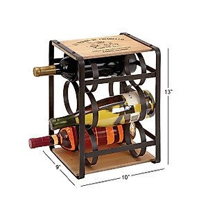 Deco 79 Metal Wood Wine Holder, 10 by 13-Inch