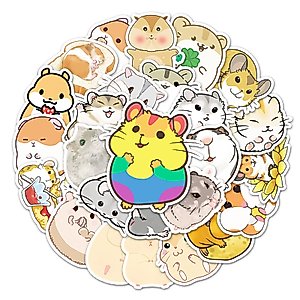 N&S Cartoon Hamster Sticker 50PCS are Suitable for Laptops, Motorcycles, Cars, Phones, Pianos, Guitars, Skateboards, Helmets, Cups, Notebooks, Fashionable Children, Teenagers and Adults Stickers.