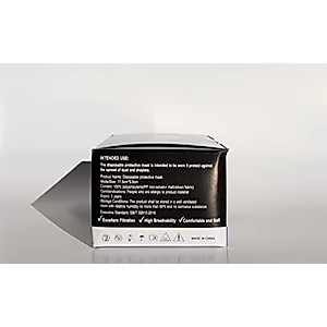 Disposable Face Mask Black 3-Ply - 50 Pcs, (TWR-BLK-50MSK)