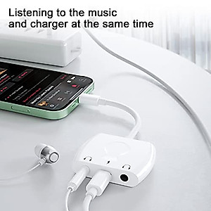 ELITEED iPhone Headphone Adapter,3in1 Lightning to 3.5 mm Headphone Jack Adapter,iPhone Splitter Audio and Charge for iPhone 14/13/12/SE/11/X/XR/8/iPad (Support Listening Music)
