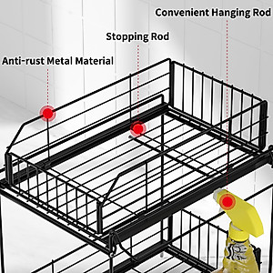 SUEH DESIGN Under Sink Organizers and Storage, Large Capacity Under Cabinet Storage 2 Tier Pull Out Kitchen Cabinet Organizer with Hanging Rail for Bathroom Kitchen Storage Shelf