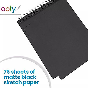 OOLY DIY Cover Small Sketchbook, 5 x 7.5 Inches, Black Paper Sketchbook, Drawing Book for Kids, Adults, Students, and Artists, Great Drawing Pad for Gel Pens, White Pencils, Ooly Paints, and More