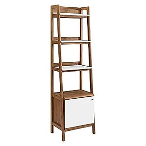 Modway Bixby Bookshelf Display Case, 21 Inch, Walnut White