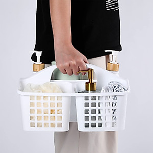 Tanlade 3 Pcs Portable Shower Caddy Basket Cleaning Supplies Organizer with Compartments and Handle Plastic Shower Caddy Shower Bucket for Storage Bathroom Bedroom Kitchen College Dorm