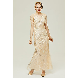 BABEYOND Pearl Cape for Women Evening Shawl Beaded Night Vintage Cover Up for Party