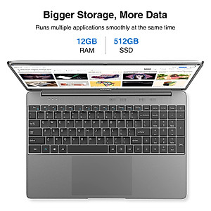 Coolby Laptop Computer Windows 11, 15.6 inch 1920x1080 FHD IPS Display, 12GB RAM / 512GB SSD Notebook PC with Intel Core i3-5005U, Support 2.4G/5G Hz WiFi, RJ45, Type-c Charging, BT4.2