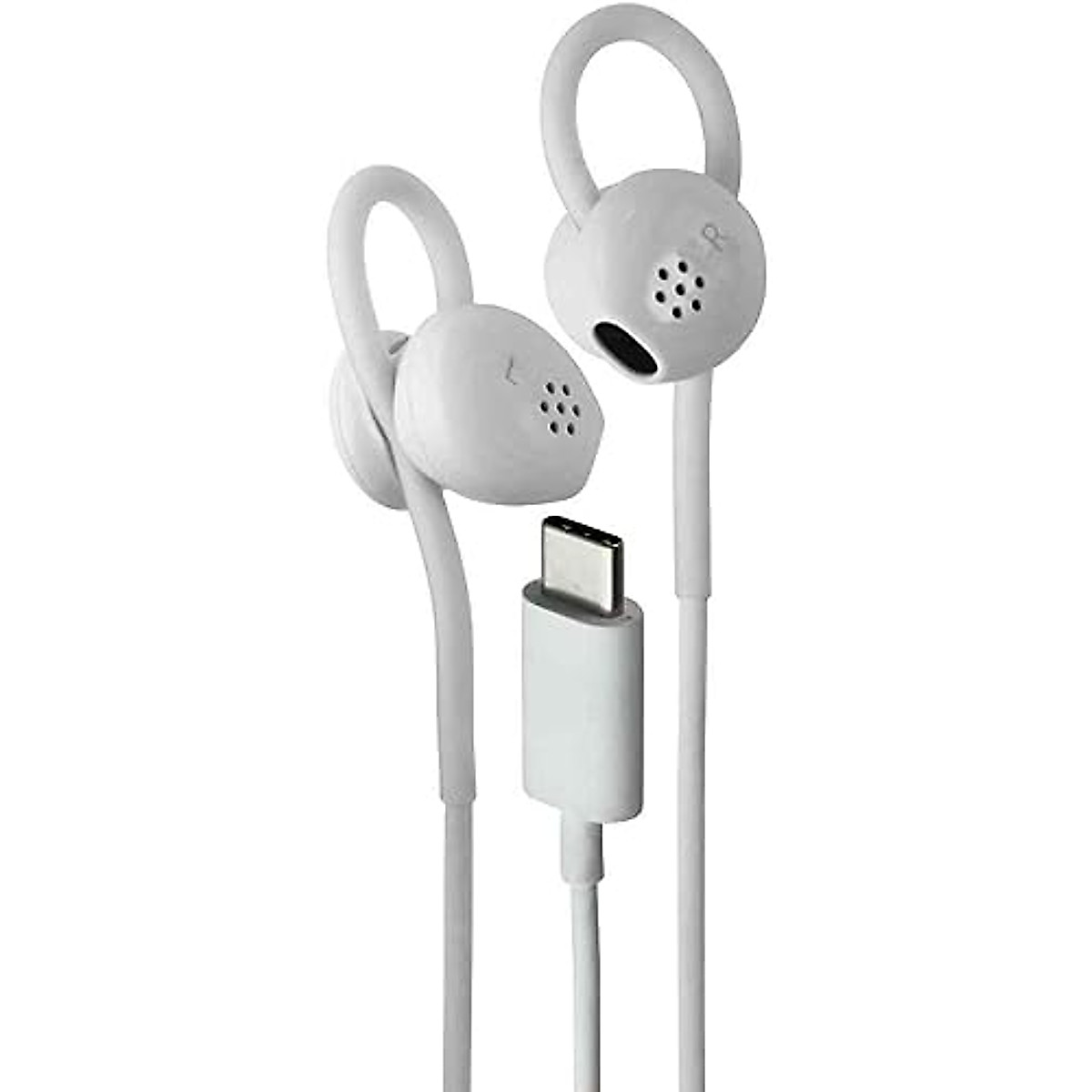UrbanX USB-C Wired Digital Earbud Headset Compatible with Google Pixel Phones and All Other Type C Audio Jack Phones – White