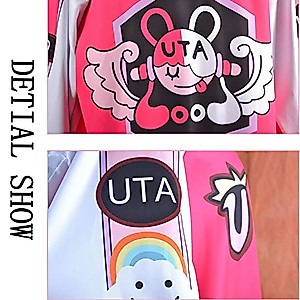 Women's Anime Uta Cosplay Costume Coat Red Long hoodie Uta Jacket Dress Suits with Accessories Halloween(uta-F, XS)