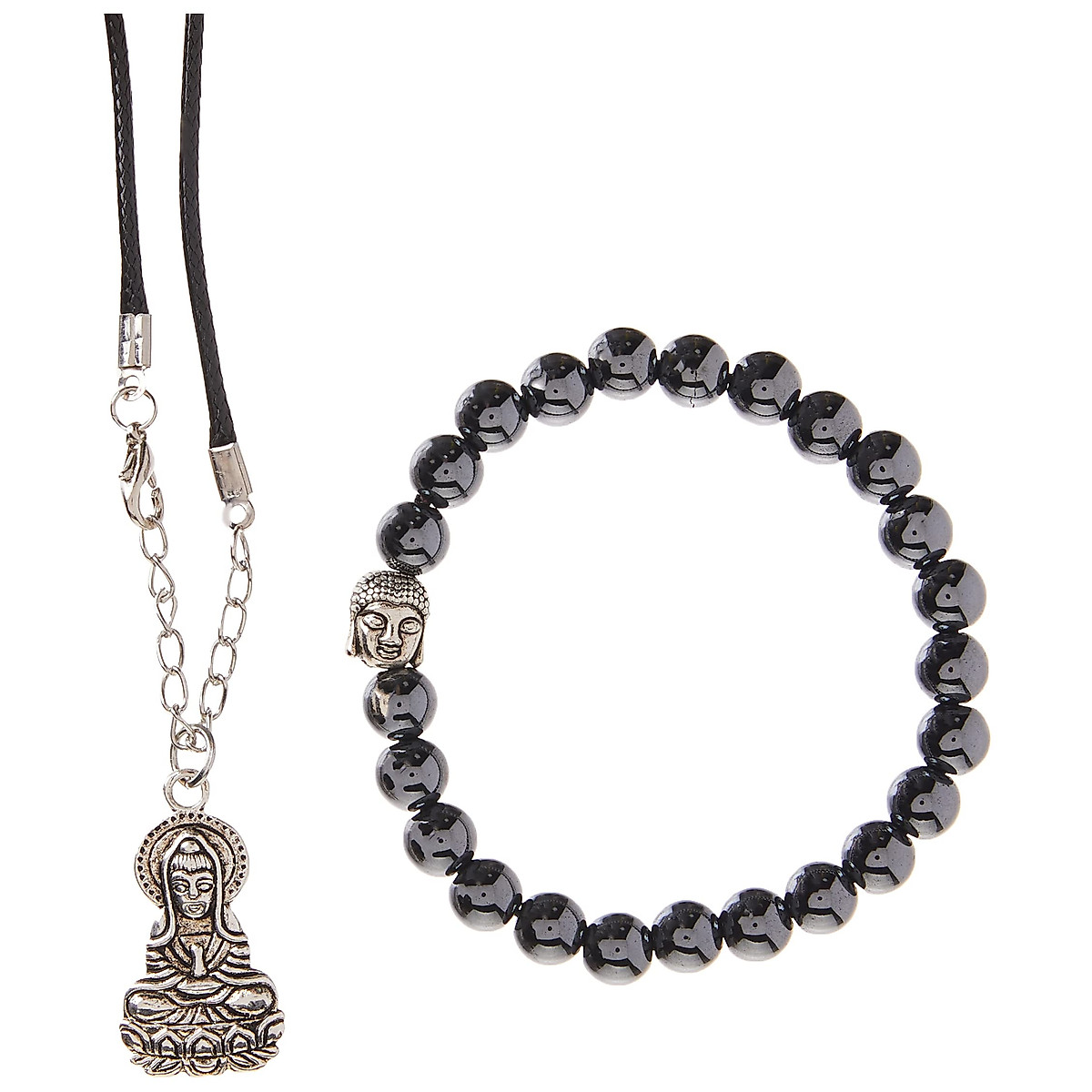 Original Chakra Infused Buddha Bracelet with Spiritual Hematite Healing Stones - Adjustable Sizing for Women, Men and Yogis - Earth Therapy