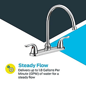 EZ-FLO Kitchen Faucet, Kitchen Sink Faucet with 2 Handles, Chrome, 10189
