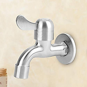 Washing Machine Faucet, 304 Stainless Steel Single Lever Kitchen Faucet Wall Mount Laundry Faucet Tap Sink Basin Water Tap for Home Kitchen Garden Bathroom Toilet Laundry Washing Machine, Silver