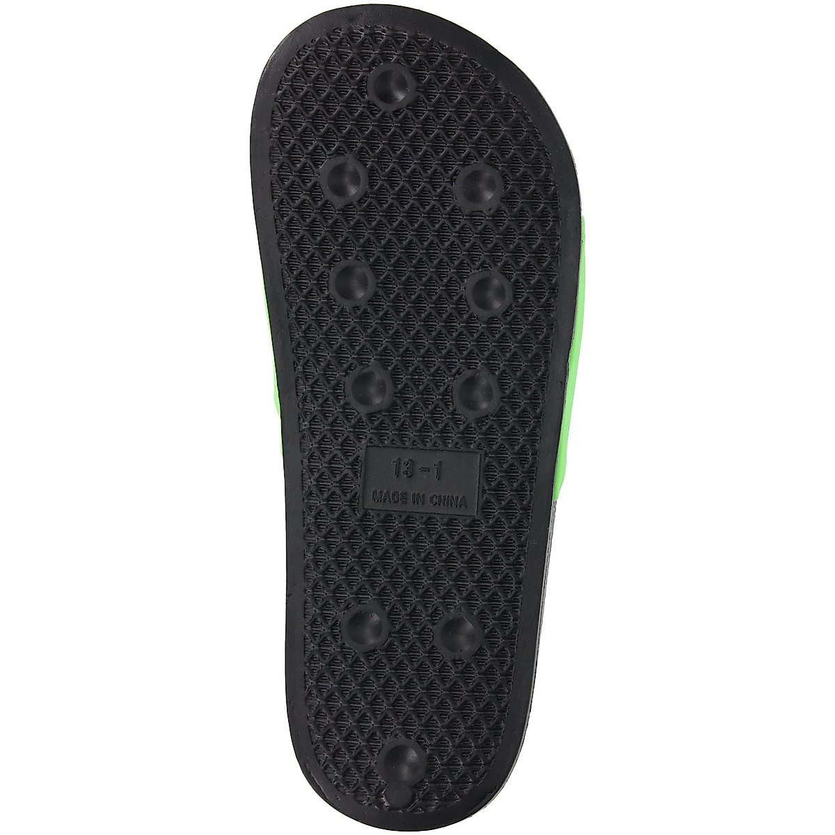 Minecraft Boys' Sport Slide Sandals, Indoor Outdoor Pool Slide, Black/Green, Size 12/13 Little Kid