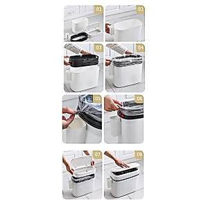 KLGO 12 Liter Slim Plastic Trash Can with Lid,2.6 Gallon Double Barrel Waste Basket,Rectangular Press Garbage Container Bin for Bathroom,Bedroom,Kitchen and Office,White (12 Liter)