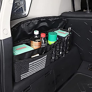 LLKUANG Trunk Organizer Tray Fit for Toyot@ FJ Cruiser 2007-2021 Oxford Cloth Multifunction Storage Box Rear Storage Organizer Multi-Compartment,1PCS (Black+American Flag, Left and Right)