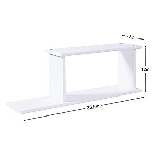 AUYKBVK Large Floating Bookshelf,Floating Shelf White,Wall Mounted Floating Shelves Farmhouse Bathroom Bedroom Kitchen Living Room,Toys and Books Storage Organizer Bookshelves Nursery Book Shelves