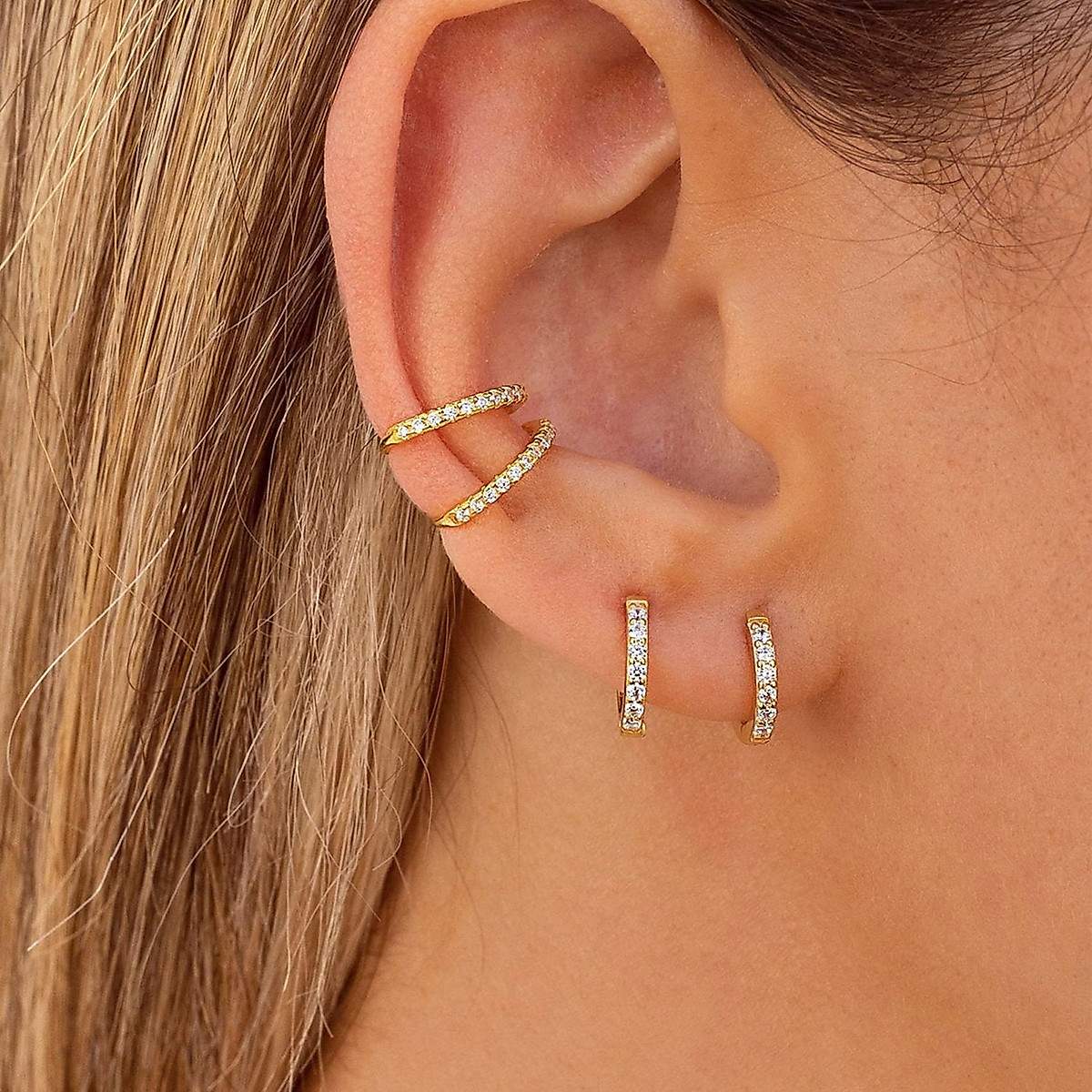 Gold Huggie Hoop Earrings, Tiny Mini Hoop Earrings Set Hypoallergenic Small Gold Hoop Earrings for Women