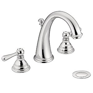 Moen Kingsley Chrome Two-Handle High-Arc Widespread Bathroom Faucet, Valve Sold Separately, T6125