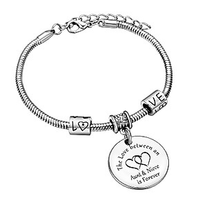 YEEQIN Aunt Gifts From Niece Aunt niece Bracelet Jewelry The Love Between An Aunt And Niece Is Forever Bracelet(Aunt Niece)