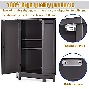 Shupsy Upgraded Bathroom Cabinet, Thickened Freestanding Storage Furniture, Stronger Triangle Corner Storage Cabinet with Adjustable Shelf and Doors for Kitchen,Living Room. (Black Brown)