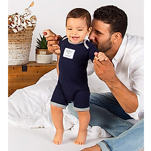 Burt's Bees Baby Baby Boys Short Sleeve Rompers, 100% Organic Cotton One-piece Coverall and Layette Set