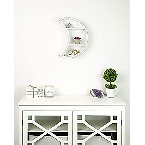 Moon Shelf for Crystals - Crystal Shelf Display and Crystal Holder - Crystal Display Shelf - White Crescent Moon Shaped Shelf - Boho Nursery Decor - Nursery Shelves for Bedroom, Kids Room, Baby Room