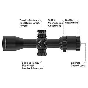 Leapers Inc., UTG BugBuster Riuflescope, 3-12x32mm, 1" Tube, Side AO, Mil-Dot Reticle, DT Rings, Black