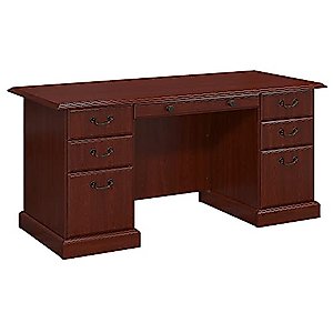 Bush Furniture Kathy Ireland Home Bennington Manager's Desk, Harvest Cherry
