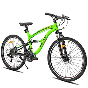 HH HILAND Full Suspension Mens Mountain Bike, 21 Speed, 26 Inch Wheel, Dual Disc Brake Bike for Men Womens Adult Bicycle