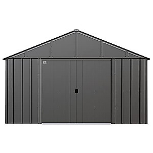 Arrow Sheds Classic 12' x 14' Outdoor Padlockable Steel Storage Shed Building, Charcoal