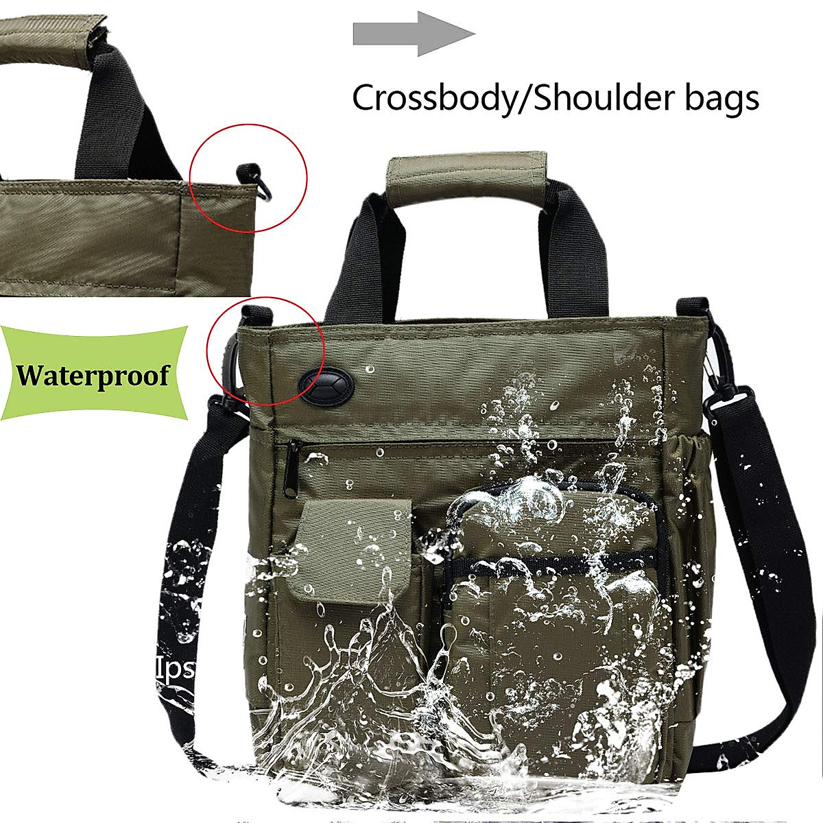 Crossbody Messenger Bag Men Waterproof Shoulder Business Work Bag Nylon with Headphone Port
