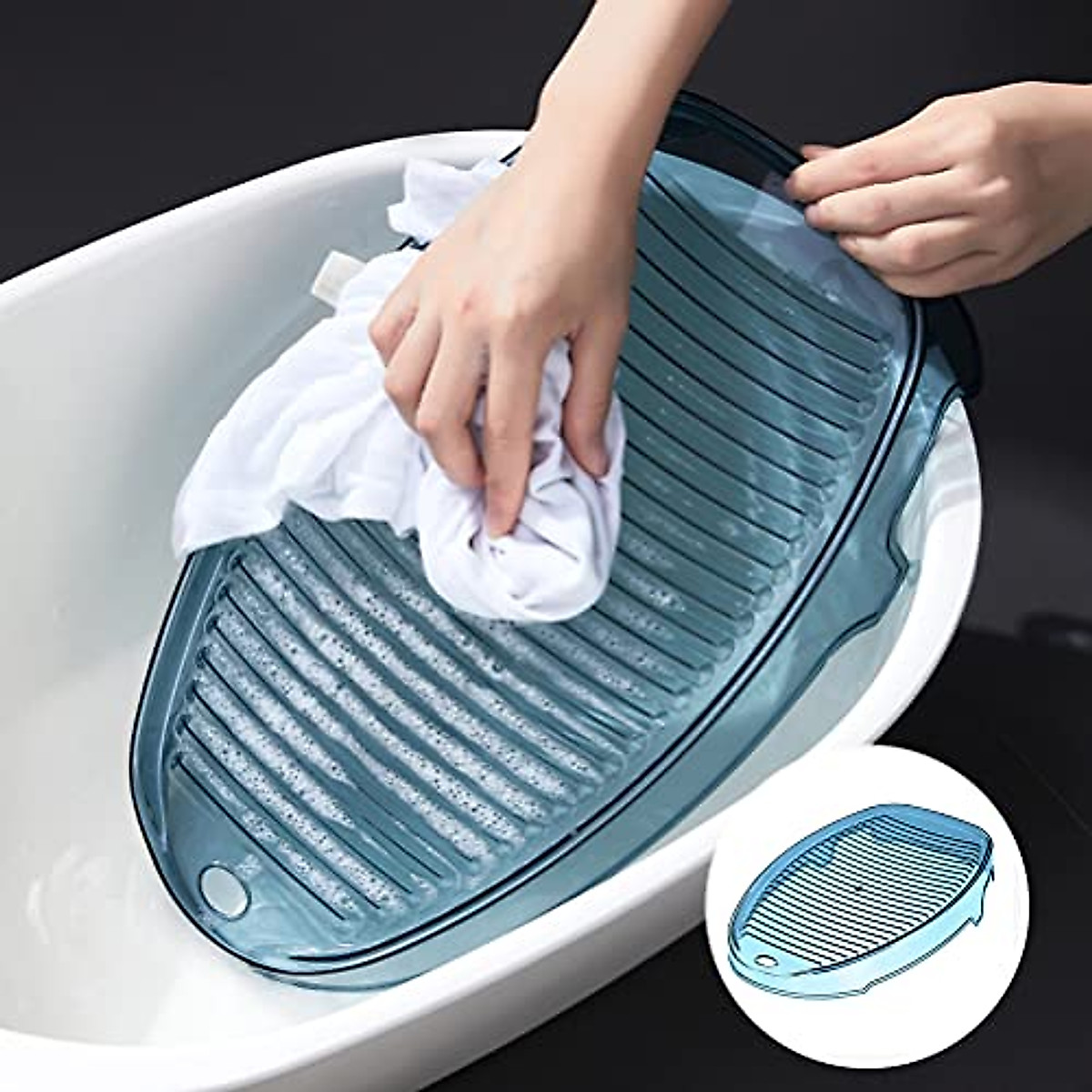 Washboard Decor hand portable clothes washing machines washing board household clothes washboard anti-skid tabla washboard mini dryer for clothes (blue) Washboard Tie