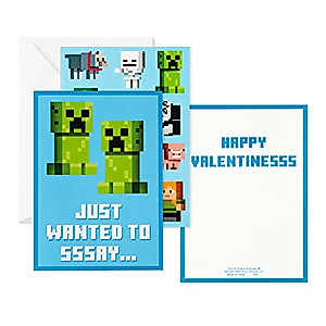 Hallmark Kids Minecraft Valentines Day Cards and Stickers Assortment (24 Classroom Cards with Envelopes)
