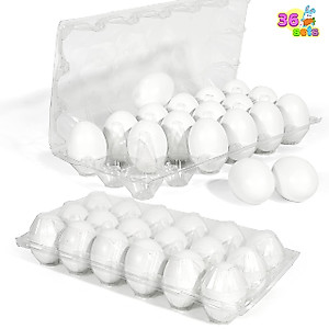36 Pcs 2.36" Easter Unpainted White Eggs Wooden Decorating for Kids DIY Paint Your Own Egg Decor, Crafts, Easter Hunt, Basket Stuffers, School Activities Supplies