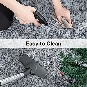 TWINNIS Super Soft Shaggy Rugs Fluffy Carpets, 8x10 Feet, Indoor Modern Plush Area for Living Room Bedroom Kids Nursery Home Decor, Upgrade Anti-Skid Durable Rectangular Fuzzy Rug, Grey