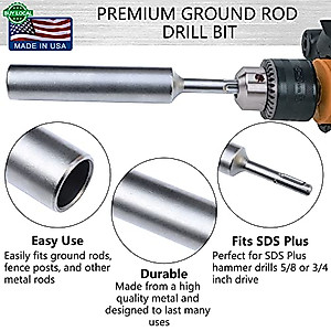 SDS Plus Ground Rod Bits Driver.for All SDS Plus Hammer Drills.Great for 5/8" 3/4" Grounding Rod.Heavy Duty (1)