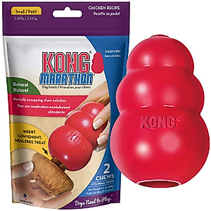 KONG Classic Stuffable Dog Toy Marathon Chicken-Flavored Treats (2 Pack) - Fetch & Chew Toy for Dogs - with Dog Toy Filler Treat - for Hours of Fun & Enrichment - for Small Dogs