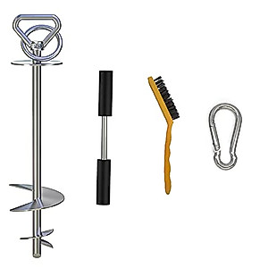 Dog Tie Out Stake-Heavy Duty Quality Dog Stake,Dog Stake Accommodates 2 Large Dogs,Dog Run Allows Dogs Up to 200lbs to Be Free and Safe On/Camping/Beach/Yard（with Brushe/Stainless Steel Carabiner）