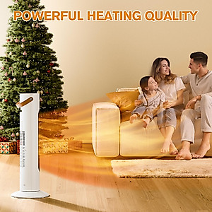 2-1 Electric Space Heaters For Indoor Use, 25" Tower Heater And Fan Combo, 70°Oscillating, 3S Instant Heating,1500W, 3 Heating & Fan Modes, Electric Portable Heater For BedroomOfficeHome, White