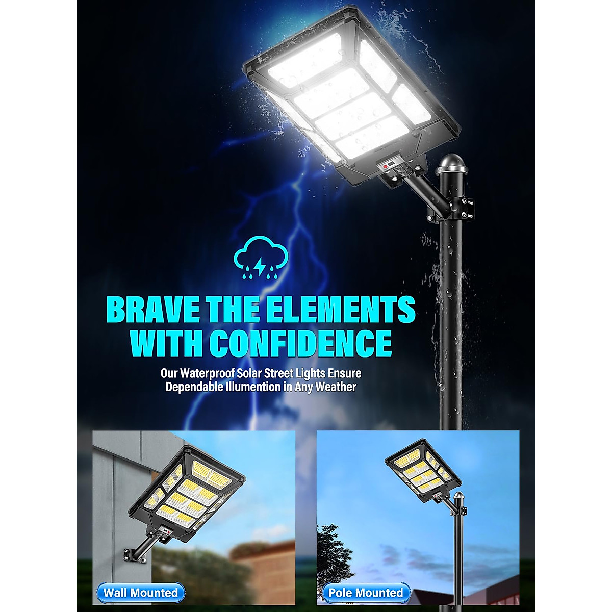 VENSSTNOR 3200W Solar Street Lights Outdoor - 6500K Wide Angle Solar Light with Motion Sensor, IP67 Waterproof Solar Parking Lot Lights Dusk to Dawn with Remote for Street Yard Garden