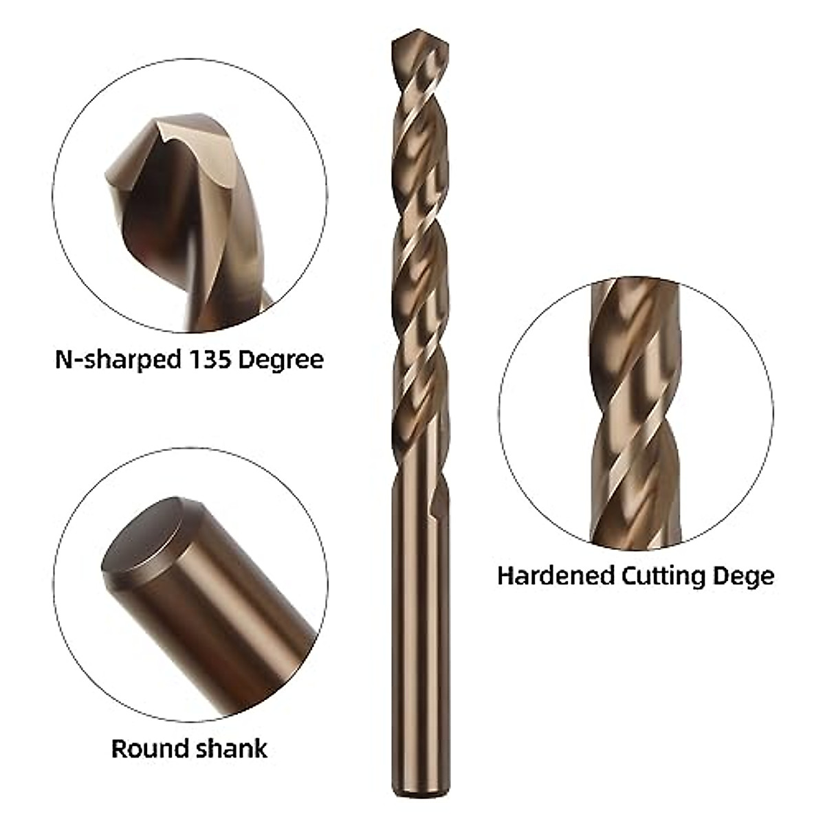 Cobalt Drill Bit Set,NOEAIKE 15-Pack M35 HSS Metal Drill Bits,Twist Jobber Length Cobalt Drill Bits Size 1/16"-3/8" for Hardened Steel,Stainless Steel,Cast Iron,Aluminum Alloy,Wood with Storage Case