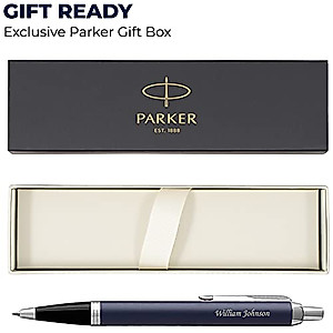 Dayspring Pens Parker Pen | Engraved/Personalized Parker IM Ballpoint Gift Pen - Matte Blue in Premium Pen Case. Fast One Day Personalized Engraving