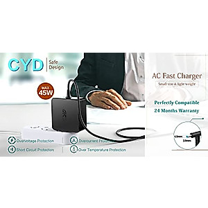 CYD 45W 19.5V 2.31A Laptop Charger Compatible for HP Stream Charger 11 13 14 X2 Series Envy x360 x2 13 15 M6 250 255 G3 G4 G5 G6 ProBook 340 350 355 430 440 450 455 640 645 650 G3 G4 Elitebook 720