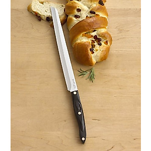 CUTCO Model 3724 Santoku-Style Slicer with 10" Double-D serrated edge blade and 5.5" Classic Dark Brown handle (often called "Black").