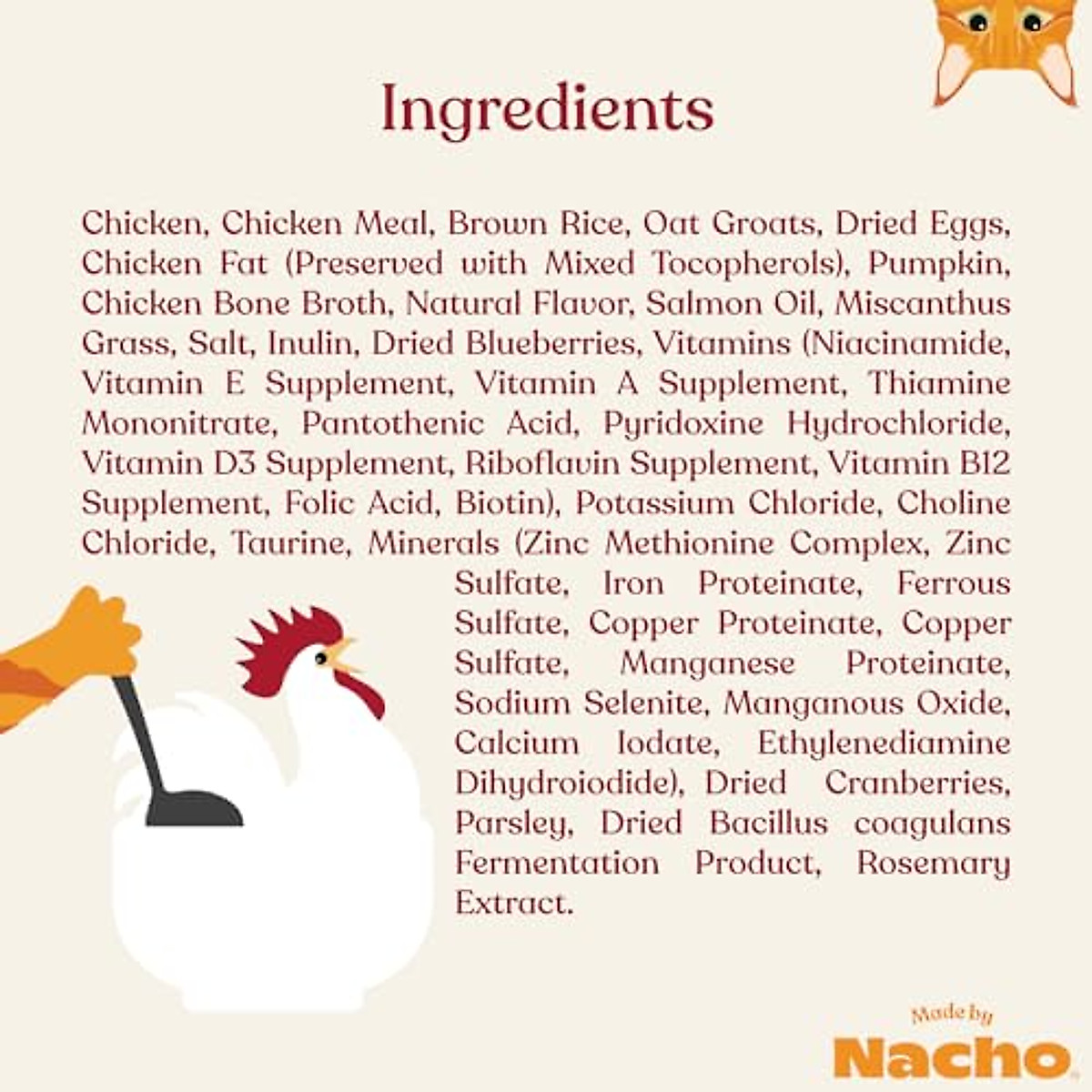 Made by Nacho Bone Broth Infused Dry Cat Kibble - Cage-Free Chicken & Pumpkin Recipe - Premium Grain-Friendly Cat Food 4lb Bag