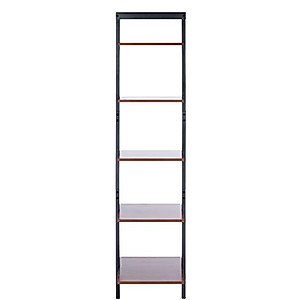Safavieh Home Collection Allaire Honey Brown/Charcoal 5-Tier Leaning Storage Display Shelves Living Room Bedroom Office Bookcase Etagere, 0