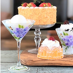 Golden Hill Studio Springtime in Paris Collection Unique Glassware by USA Artists, Set of 2, Spring Table Décor