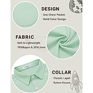 COOFANDY Big Boys Light Blue Button Down Shirt Kids Short Sleeve School Dress Shirt