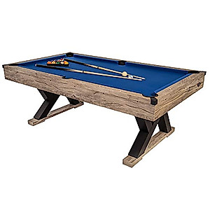 American Legend Kirkwood 84” Billiard Table with Rustic Blond Finish, K-Shaped Legs and Royal Blue Cloth