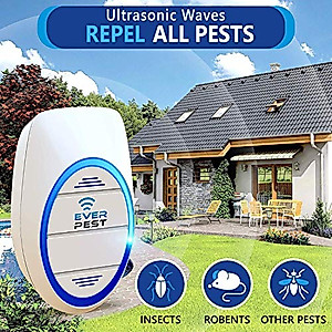 Ultrasonic Pest Repeller Rodent Deterrent Ultrasound Electric Device Get Away -2 Pack Roach Bed Bug Mouse Rodent Mosquito Cockroach Fruit